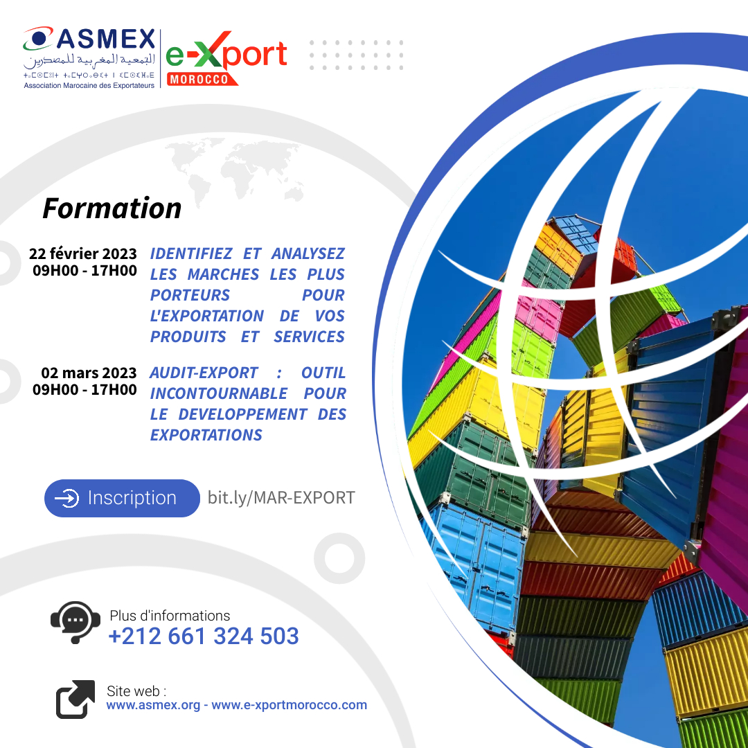 Audit Export et Analyse de marchés porteurs – Formation certifiante – ASMEX